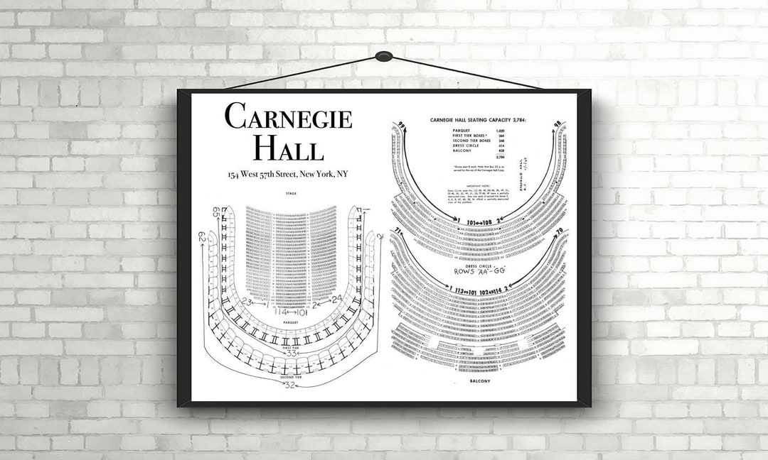 BROADWAY Theaters, Vintage Carnegie Hall, Seating Chart, Poster, DIGITAL DOWNLOAD, Broadway, New ...
