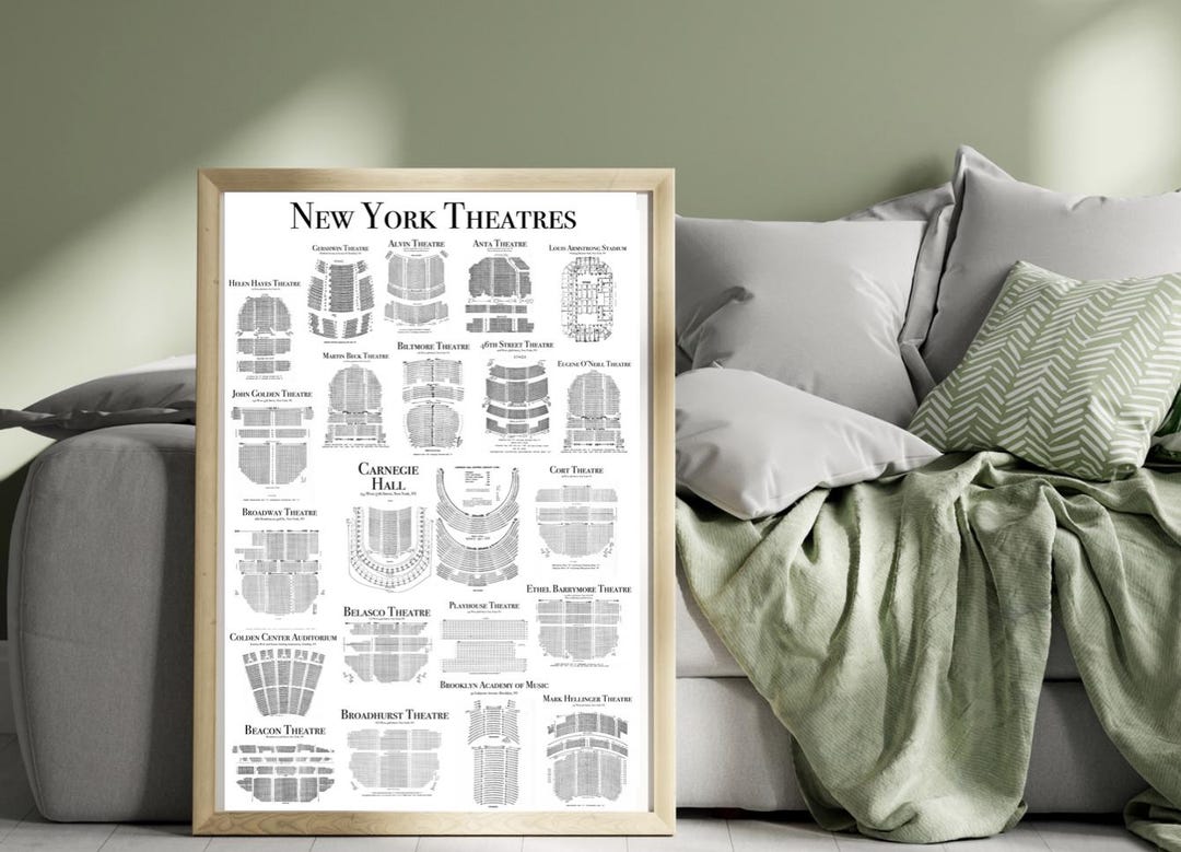 New York Theaters, Vintage Seating Charts, DOWNLOAD, Broadway, New York ...