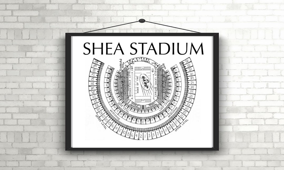 Vintage Shea Stadium, Football, Seating Chart, Poster, DIGITAL DOWNLOAD ...