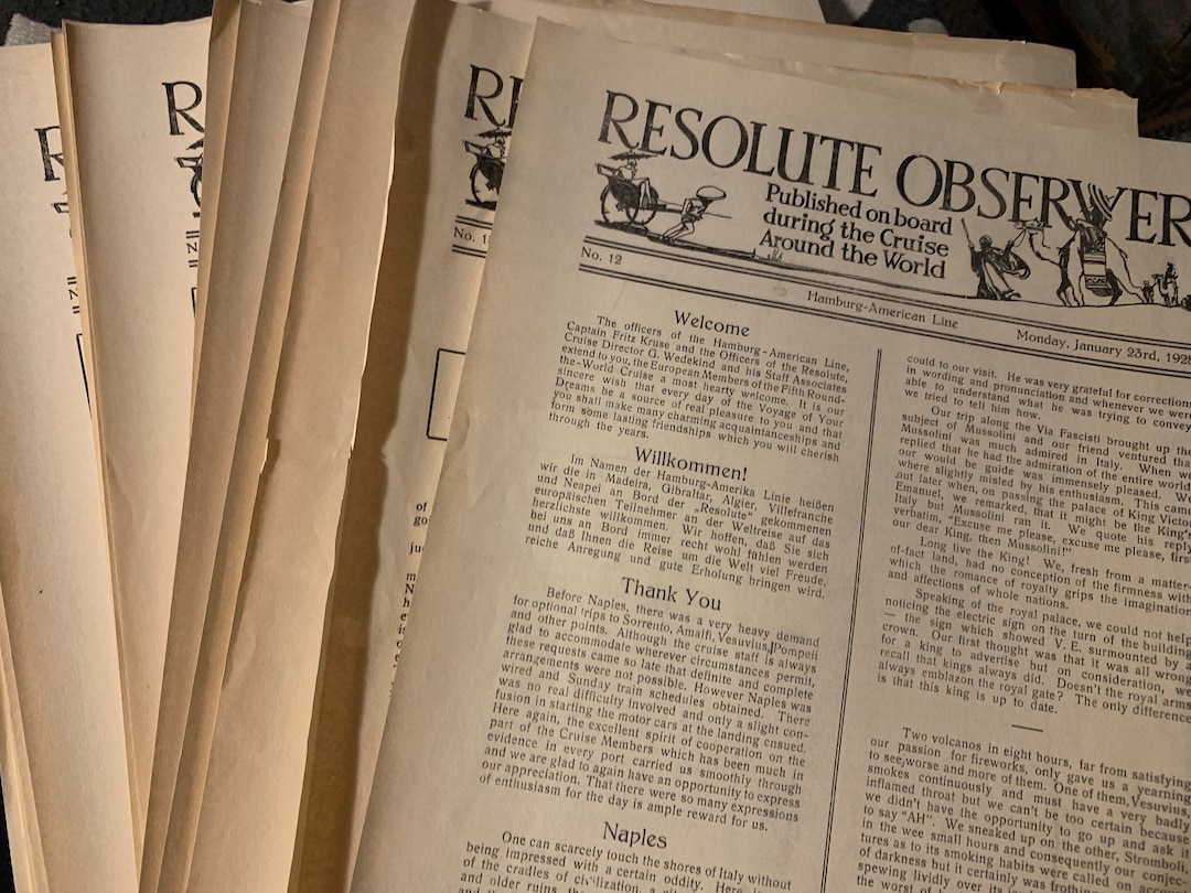 1928 SS Resolute Around the World Cruise Newsletters Published - Etsy