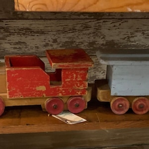 Large Toy Train, Wood, Vintage Railroad Engine and Car - Etsy