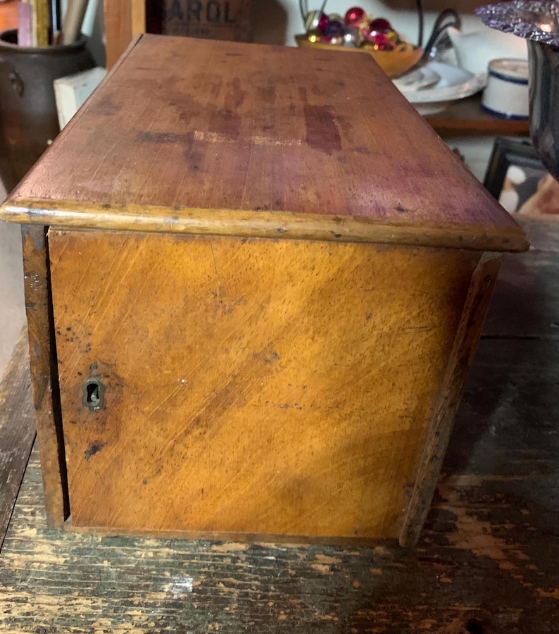 Antique Wooden Lock Box With Door and 2 Drawers - Etsy