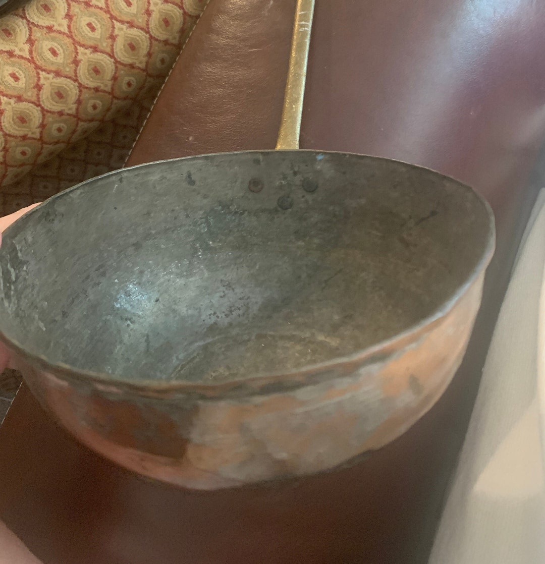 Vintage Large Tin Lined Copper Ladle With Brass Handle - Etsy