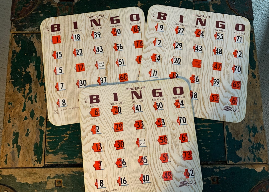 Retro Finger-tip Wood Grain Bingo Card, Vintage Game Card, Vintage ...