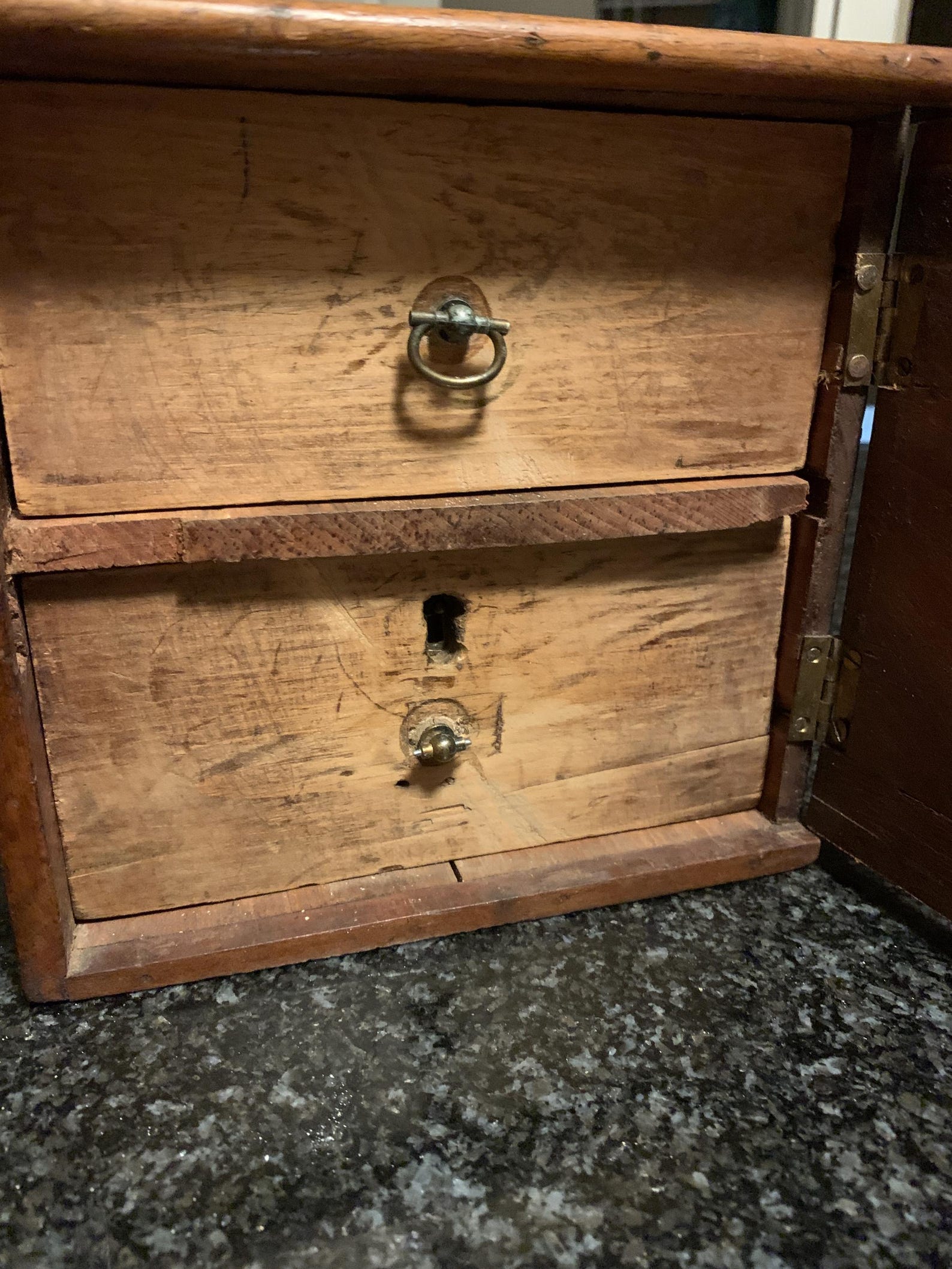 Antique Wooden Lock Box With Door and 2 Drawers - Etsy