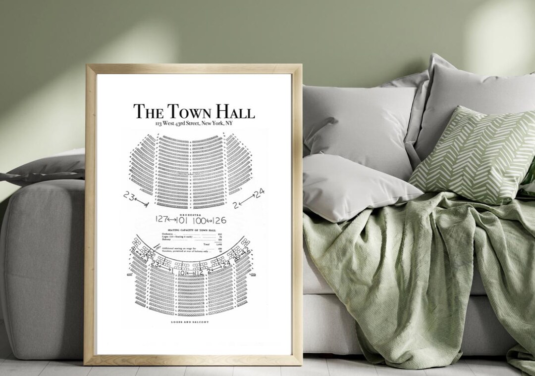 BROADWAY Theaters, Vintage the Town Hall, Seating Chart, Poster ...