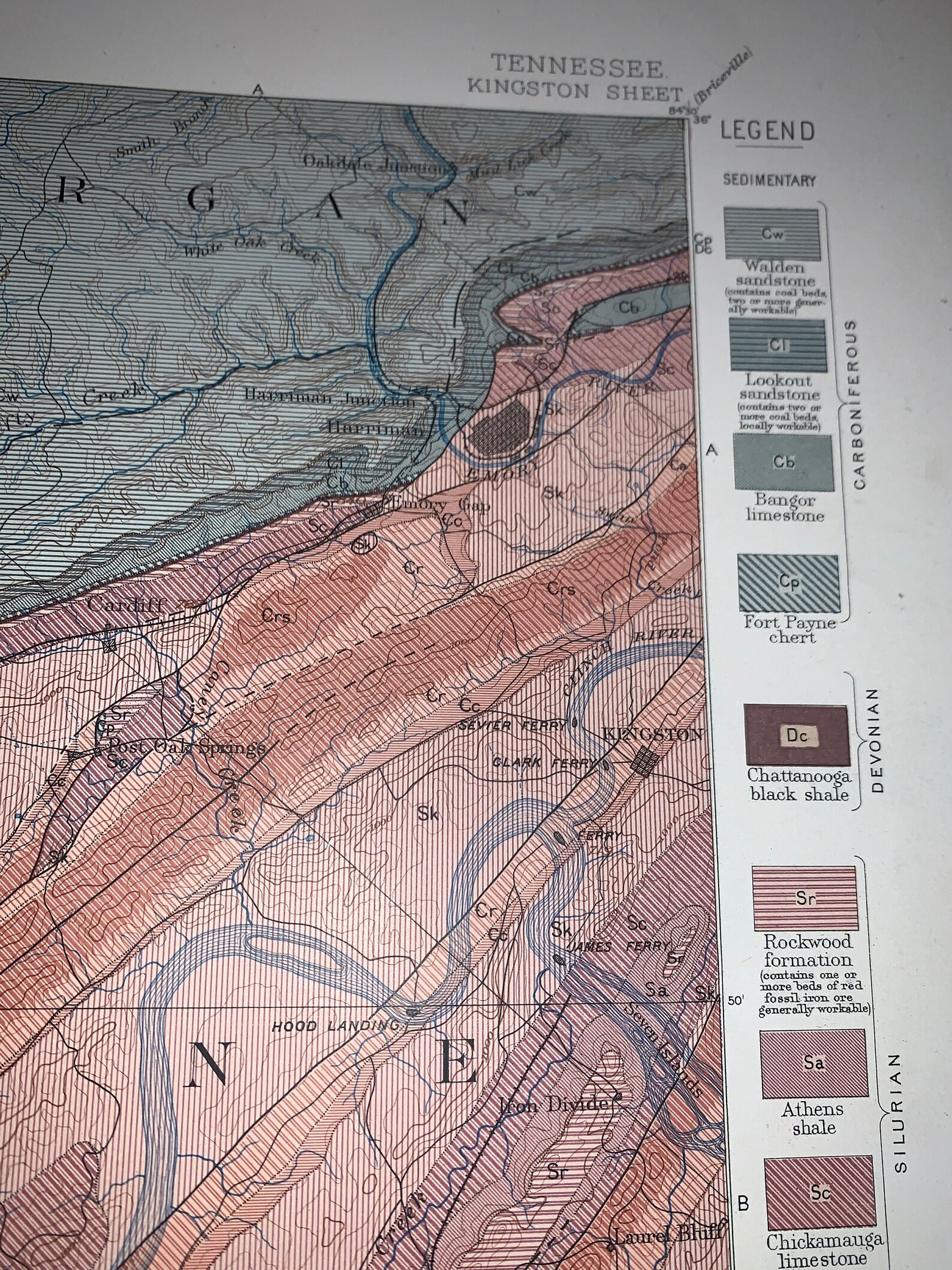 1893 Kingston Tennessee Areal Geology Map ORIGINAL from US | Etsy