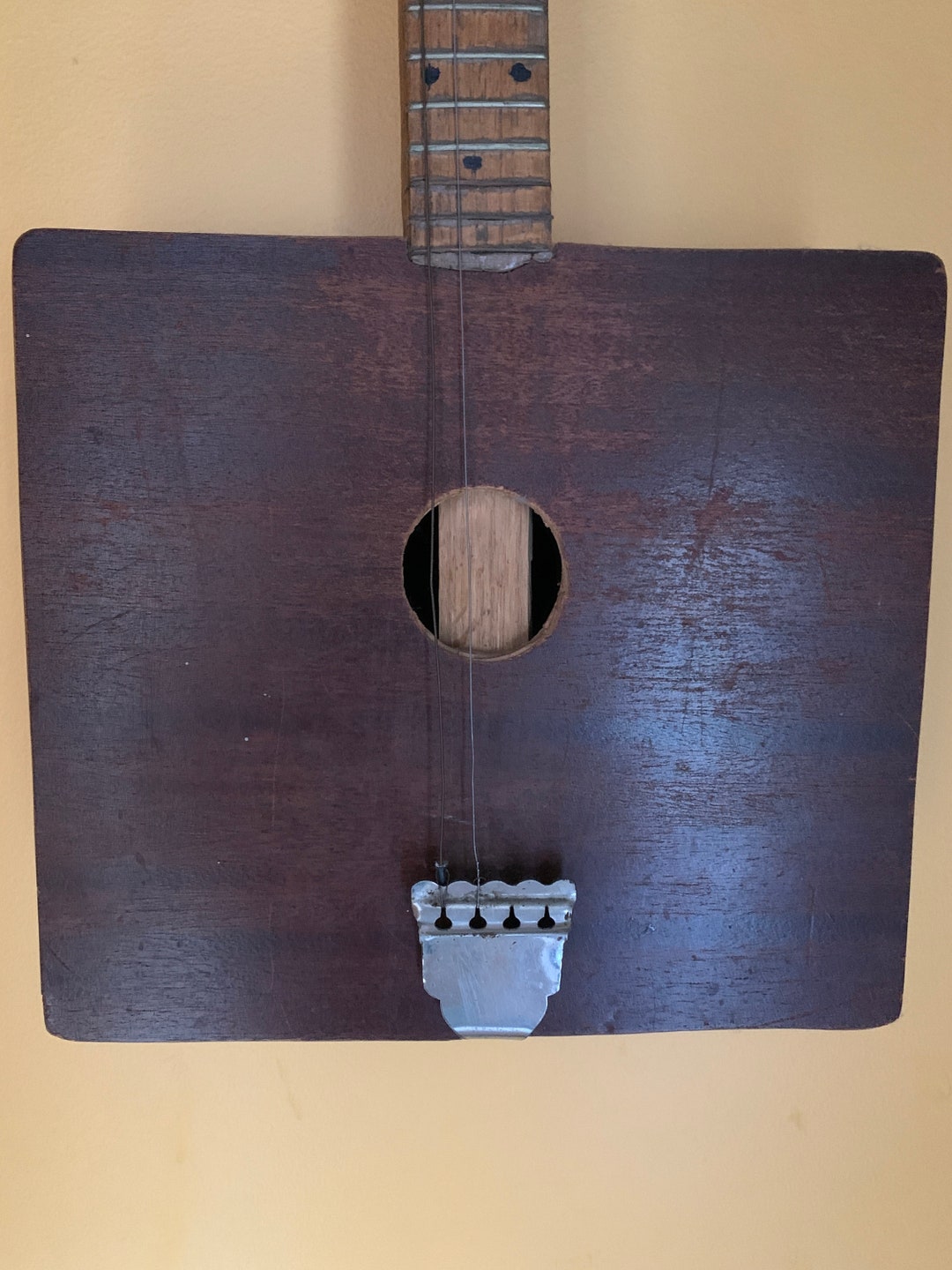 Vintage Guitar Cigar Box 4 String Folk Art, Banjo, Hand-carved Musical ...
