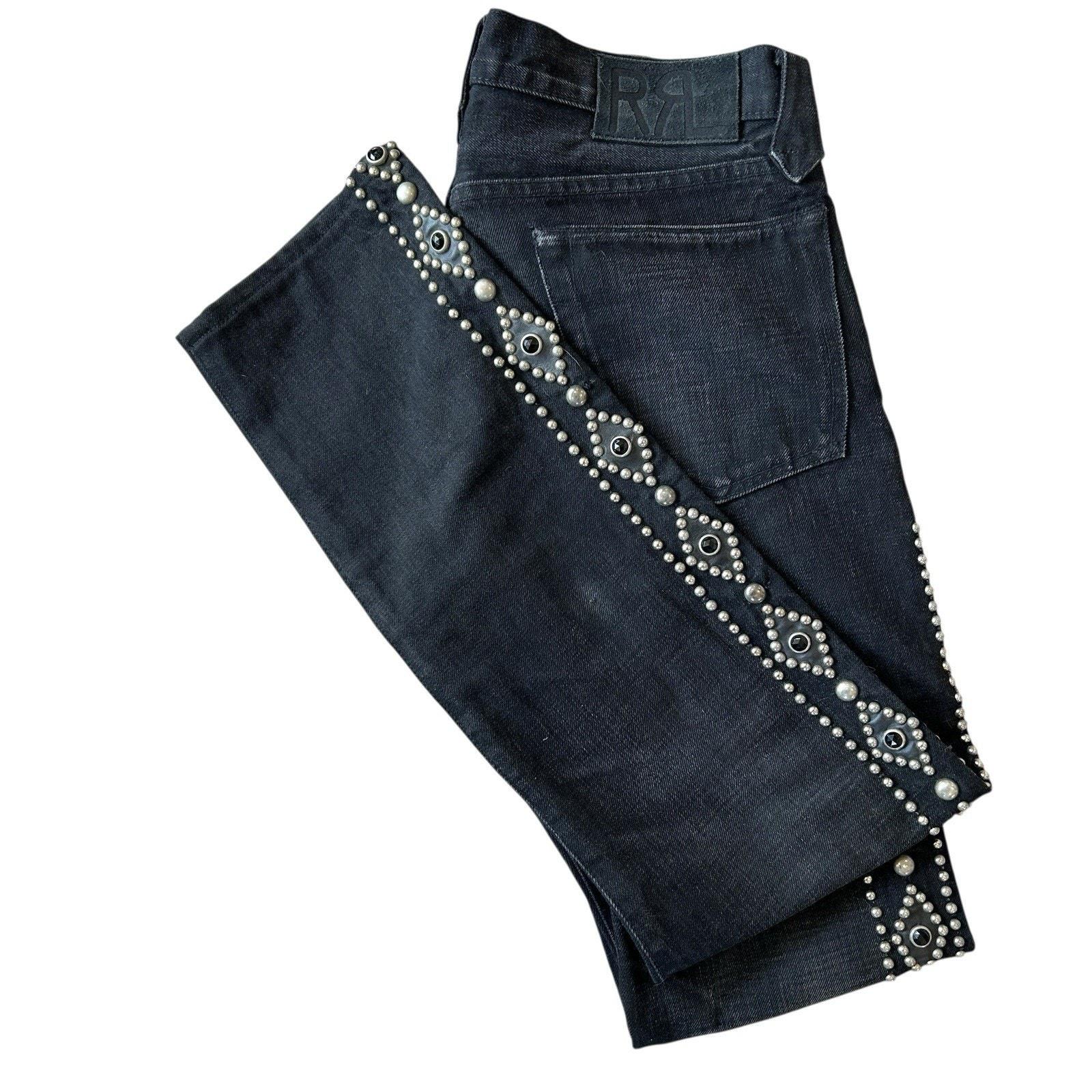 RRL Double RL Studded Selvedge Western Slim Fit Jeans Mens 31X29 Biker ...