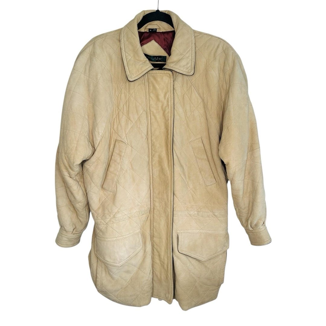 Vintage Andrew Marc Leather Jacket Mens Medium Oversized Quilted Nubuck ...