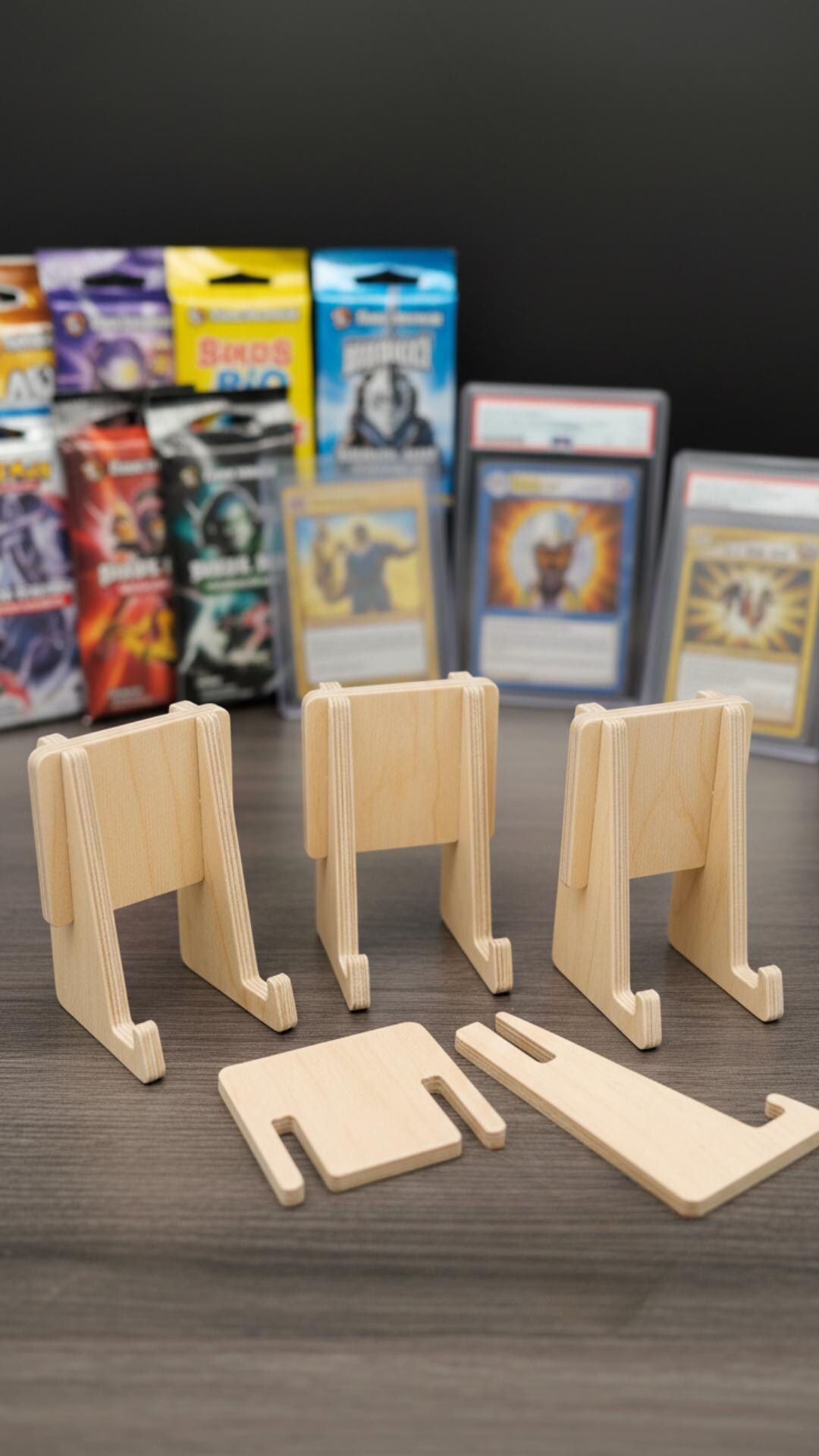 Customizable TCG Display Stand for Trading Cards, Wooden Stand ...