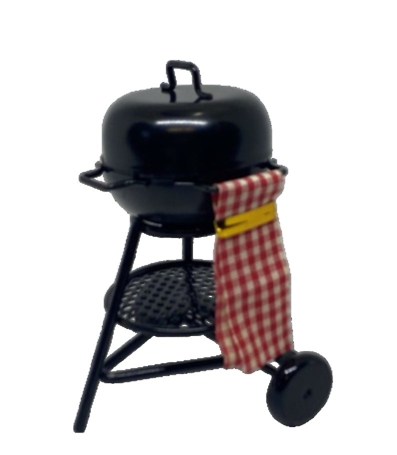 Dolls House Miniature 1:12th Scale Round BBQ Barbeque Set, Garden ...