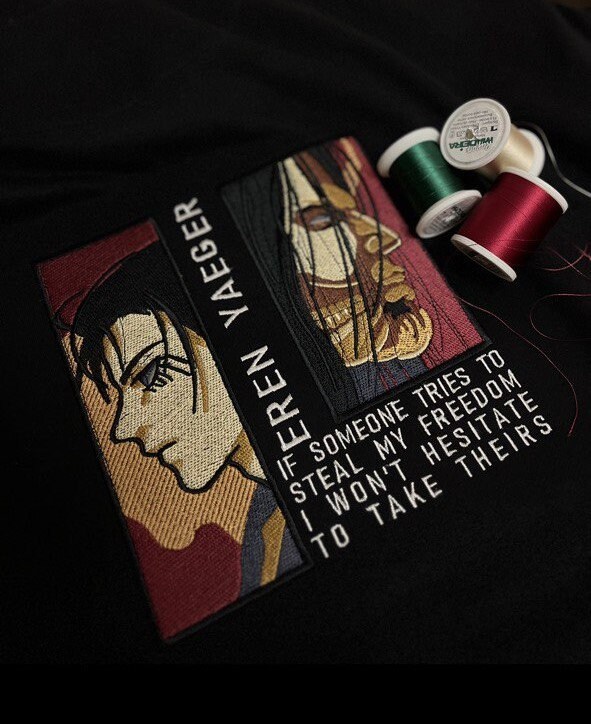 Eren Yeager Attack on Titan Embroidery Design machine Anime Embroidery ...