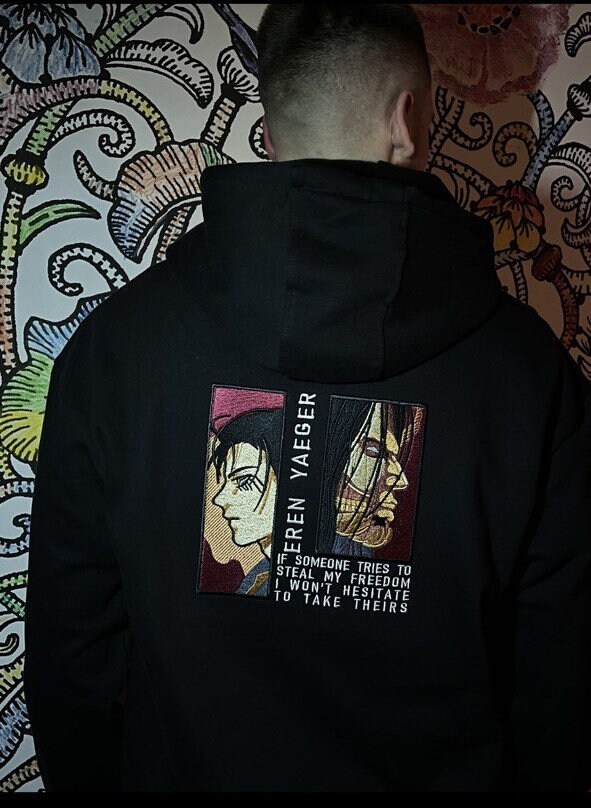 Eren Yeager Attack on Titan Embroidery Design machine Anime Embroidery ...