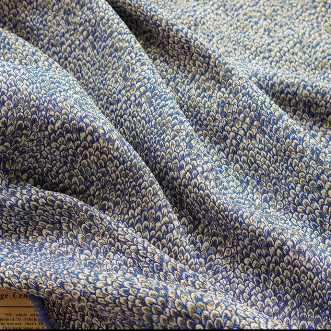 Blue Dragon Scale Jacquard Designer Embossed Fabric by Meter - Etsy