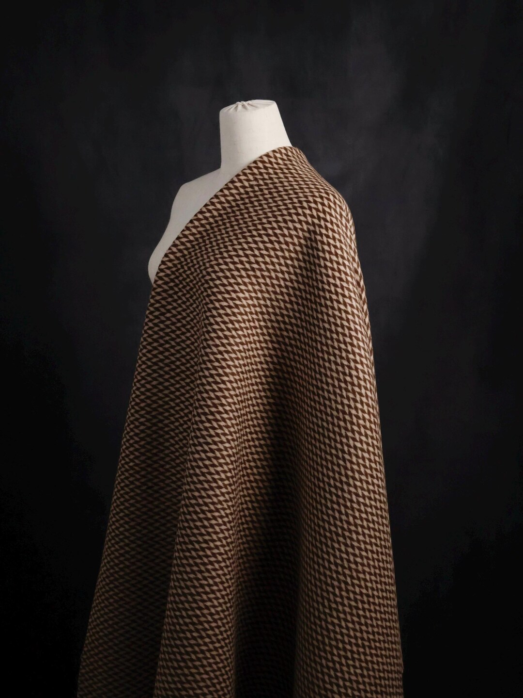 Vintage Brown Diamond Pattern Wool Sold by Half Meter, Suit Jacket ...