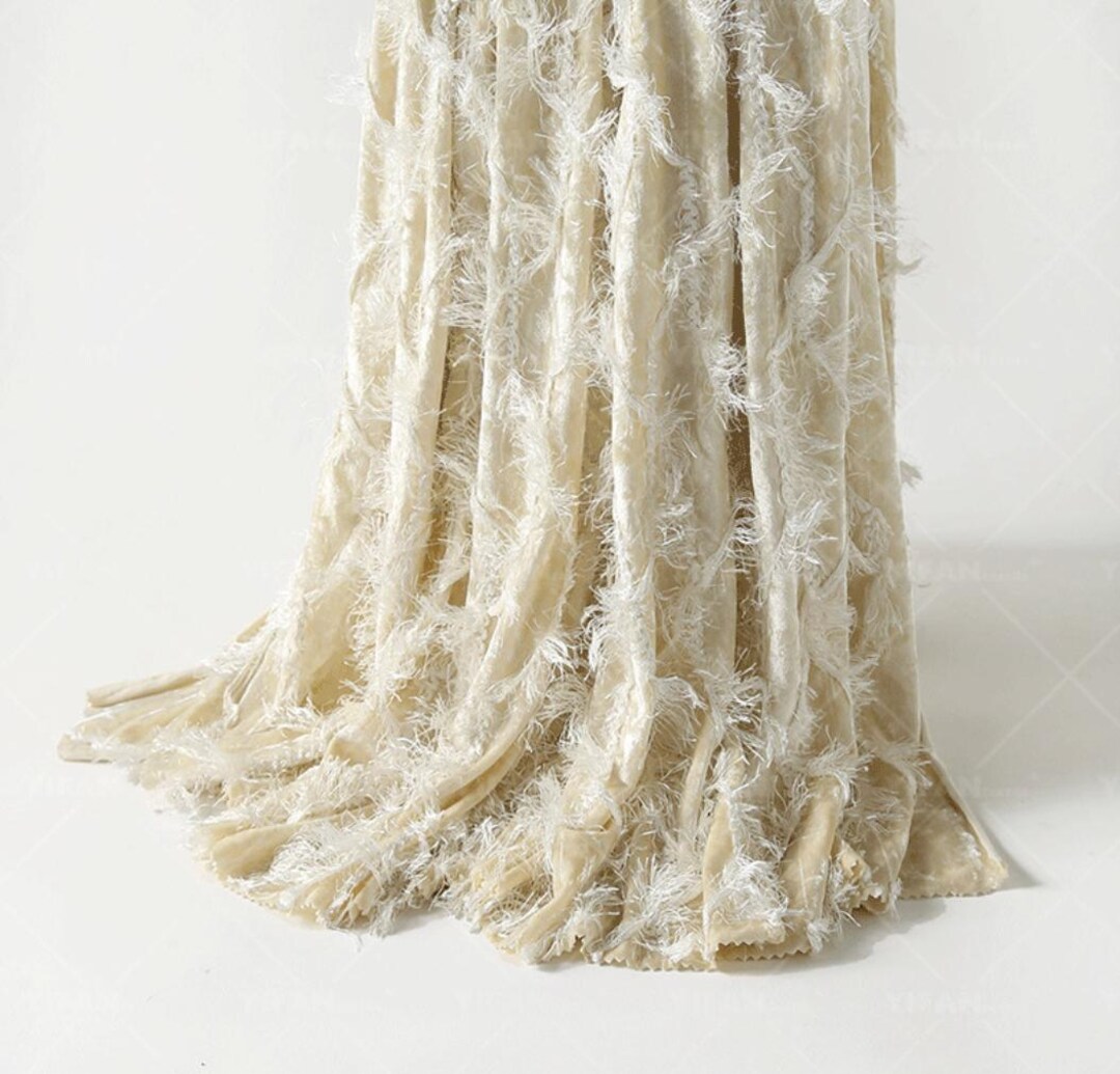 Diagonal Fringe Pine Hair Fabric – 3D Textured Knit Velvet Textile for ...