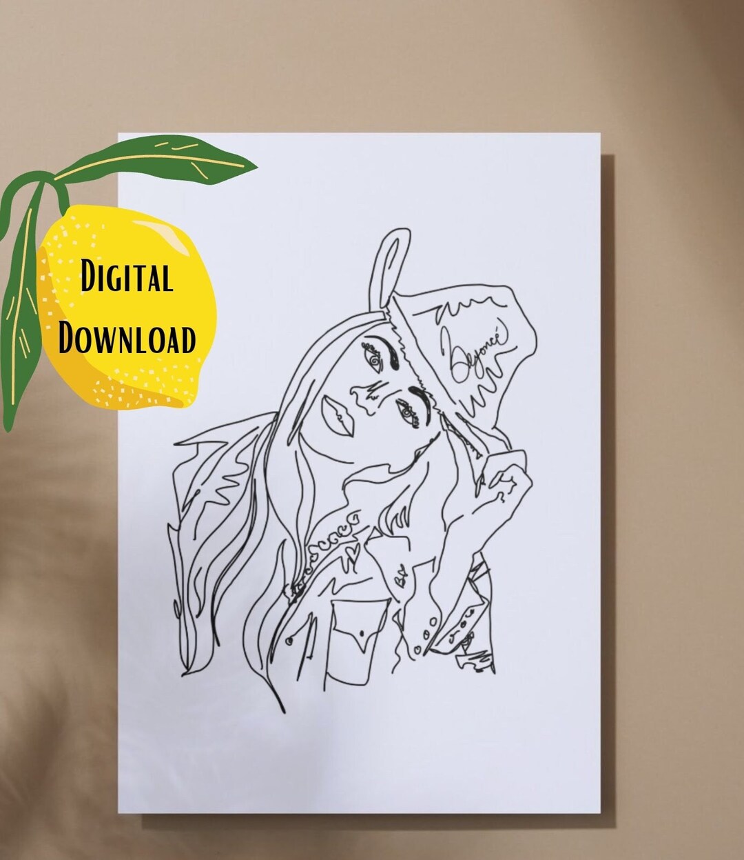 Beyonce Line Art, Unique Beyonce Print, Queen Bey Drawing, Handcrafted ...