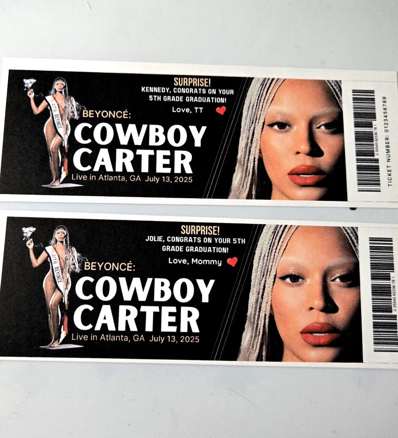Physical Cowboy Carter Tour Custom Ticket | Laminated Concert Memento ...