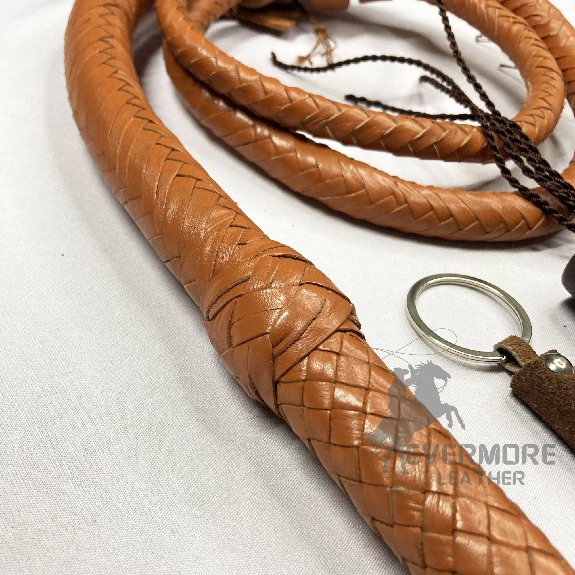 Kangaroo Hide Tan Color Leather Bullwhip, 4ft to 12ft, 12/16 Plait ...