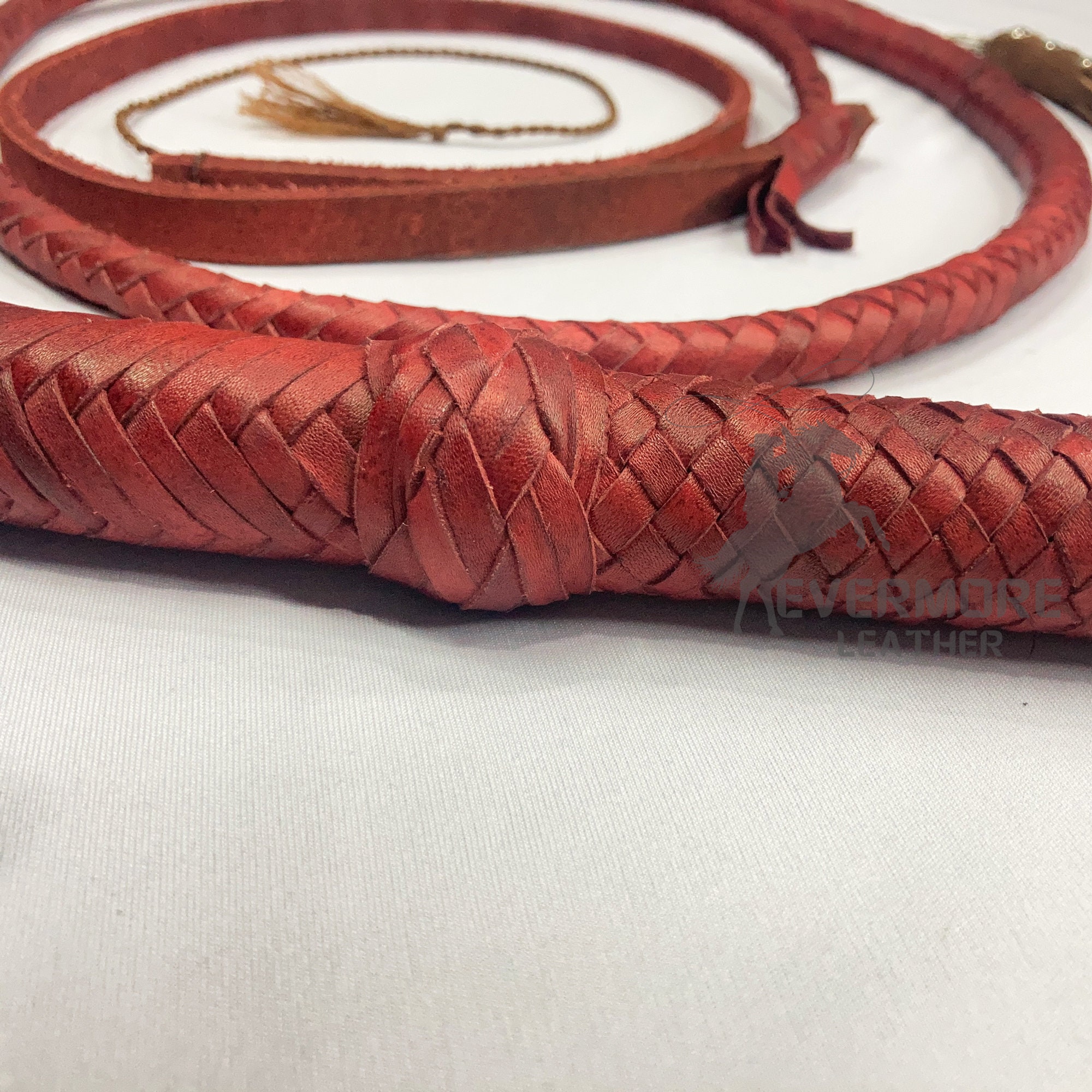 Dark Brown Kangaroo Leather Bullwhip, 4ft to 12ft, 12/16 Plait Bullwhip ...