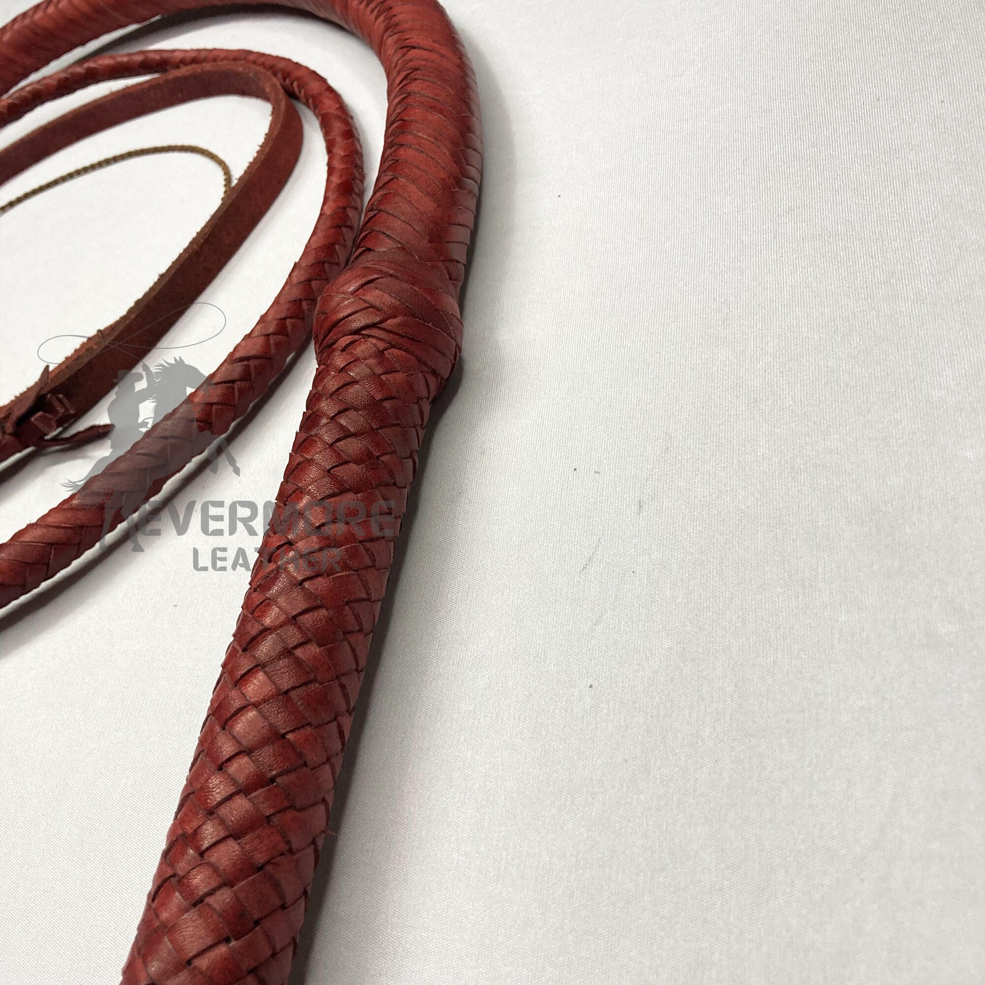 Dark Brown Kangaroo Leather Bullwhip, 4ft to 12ft, 12/16 Plait Bullwhip ...