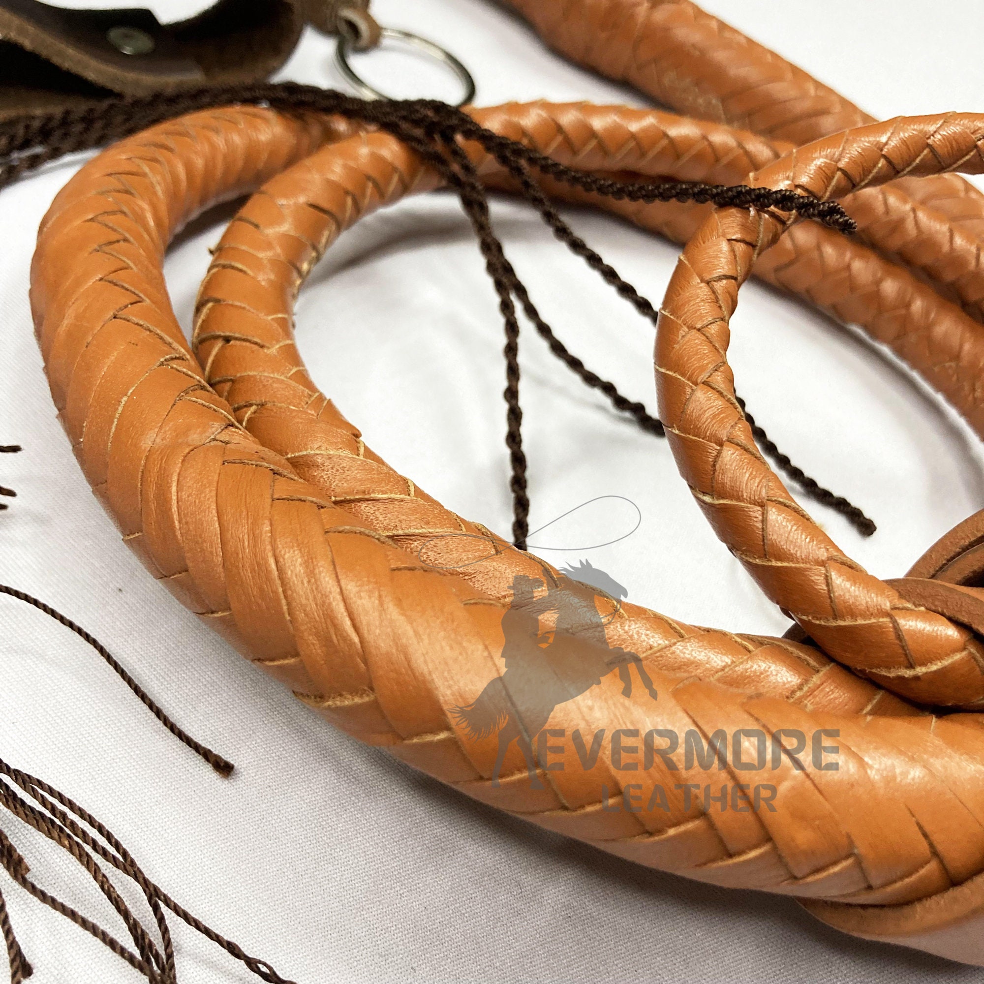 Kangaroo Hide Tan Color Leather Bullwhip, 4ft to 12ft, 12/16 Plait ...