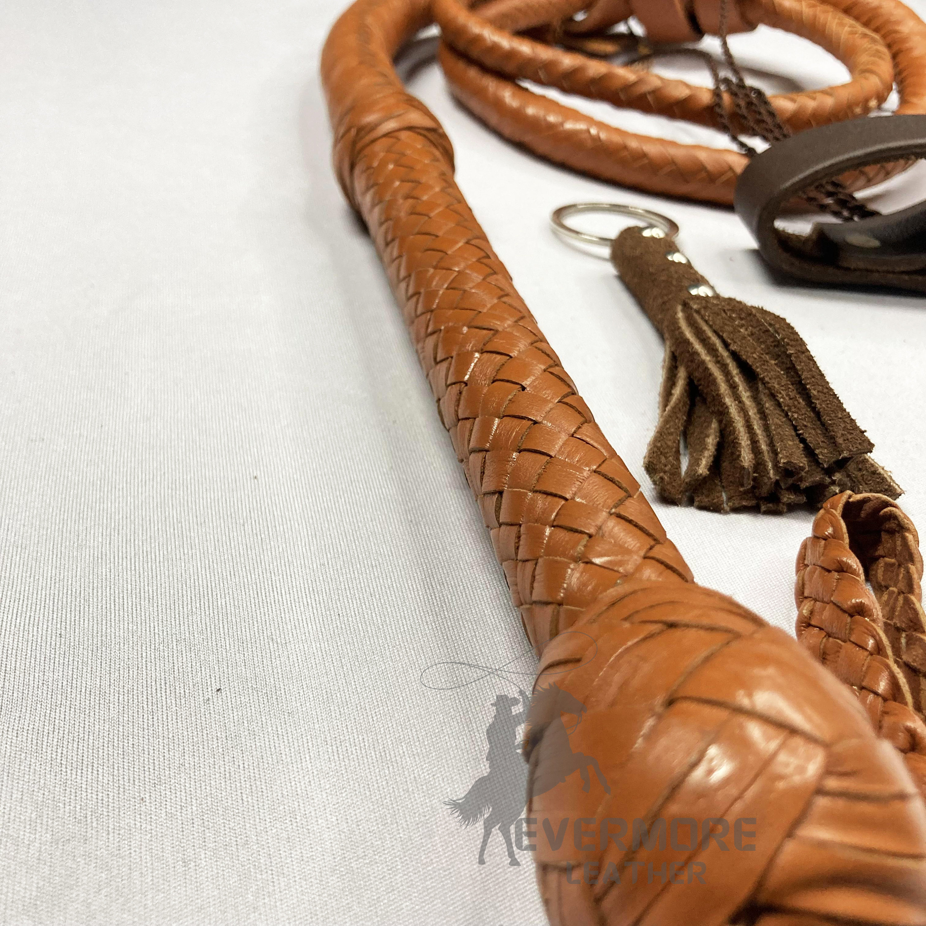 Kangaroo Hide Tan Color Leather Bullwhip, 4ft to 12ft, 12/16 Plait ...