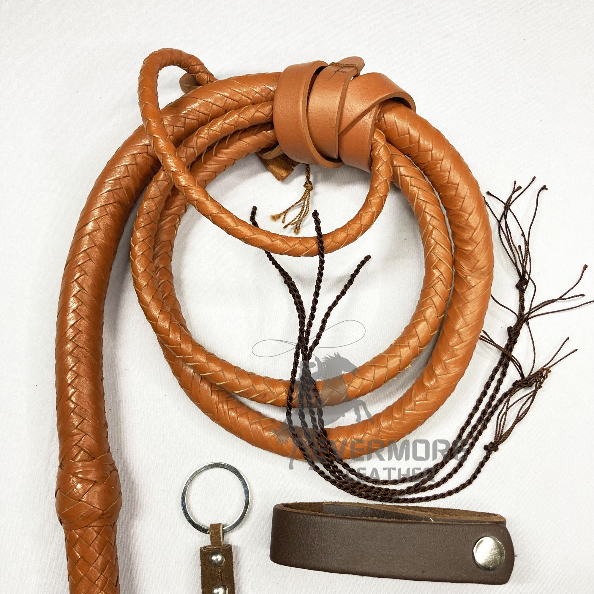 Kangaroo Hide Tan Color Leather Bullwhip, 4ft to 12ft, 12/16 Plait ...