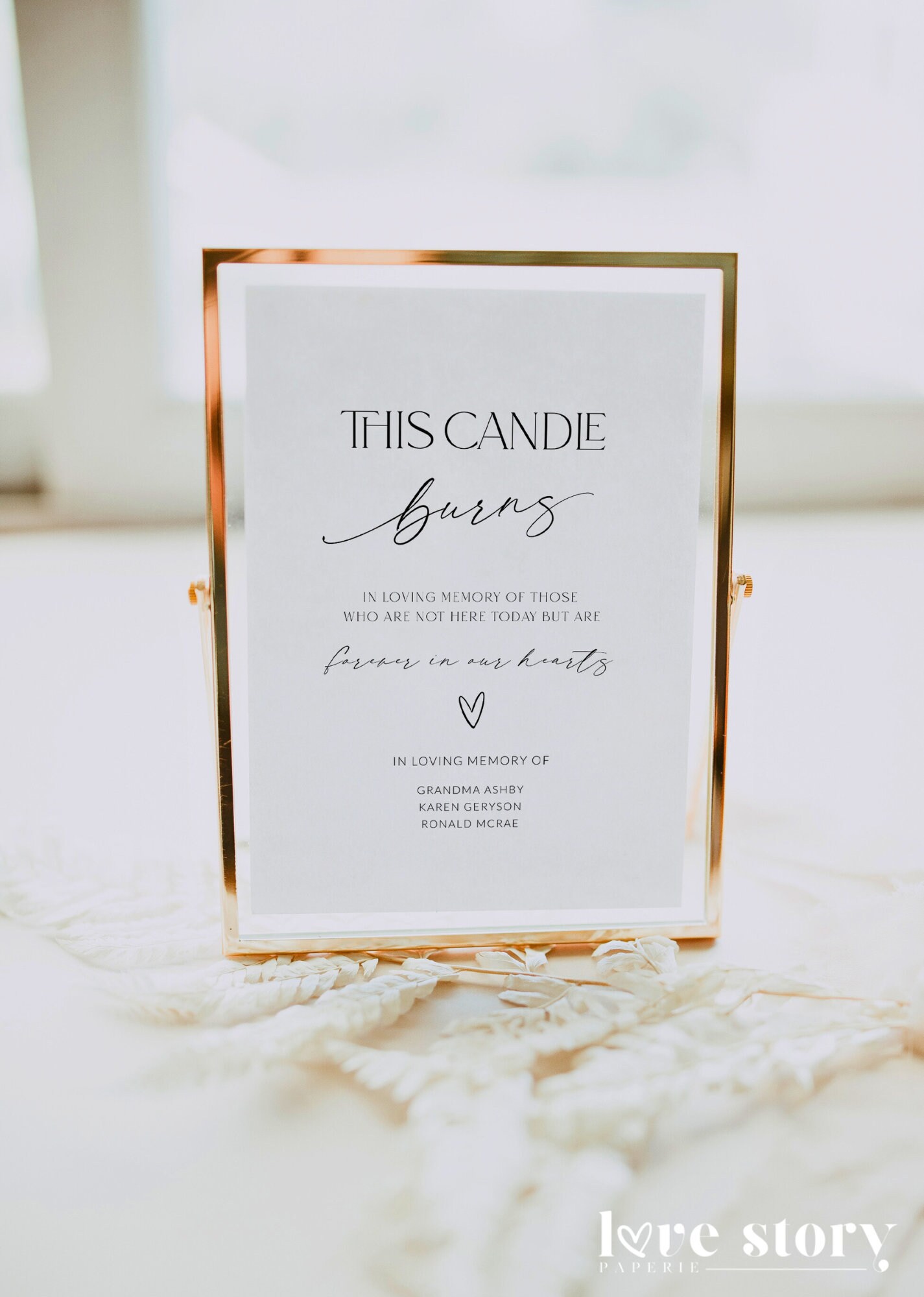 This Candle Burns in Loving Memory Sign Printable, Minimalist Wedding ...
