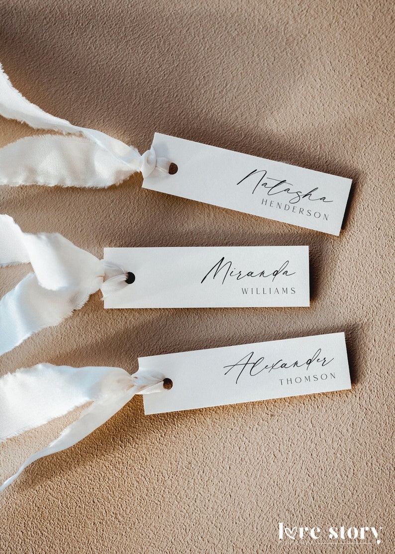 Slim Place Card Wedding Template, Modern Thin Name Cards Printable ...