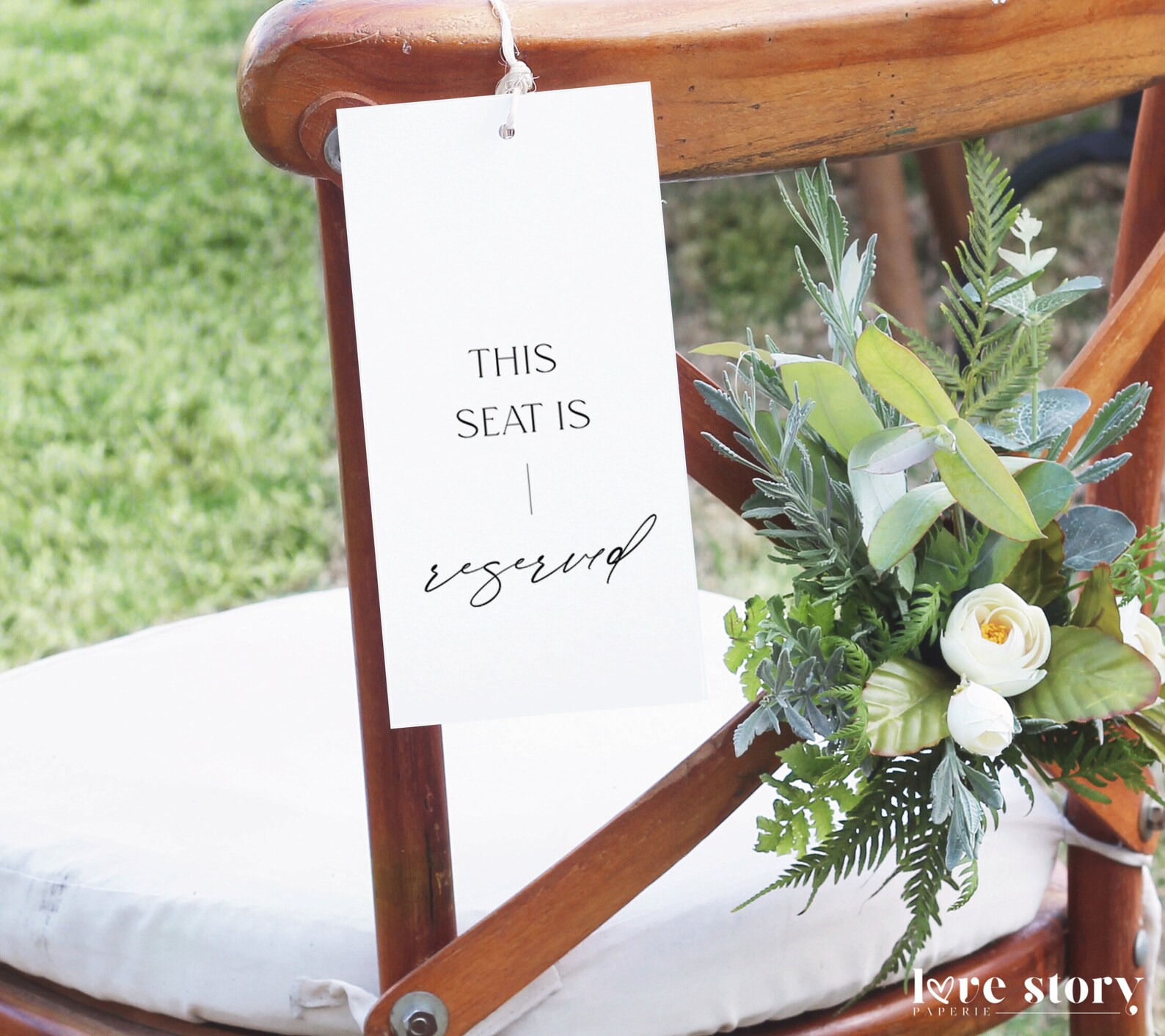 Reserved Row Tags for Wedding Template, Modern Seat Reserved Chair Tag ...