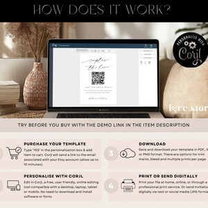 Wedding I Spy QR Code Card Template, Minimalist Capture the Love Card ...