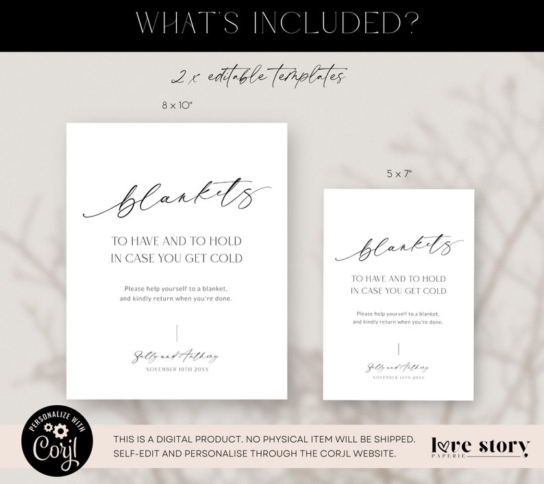 Minimalist Wedding Blanket Sign Template, to Have and to Hold in Case ...