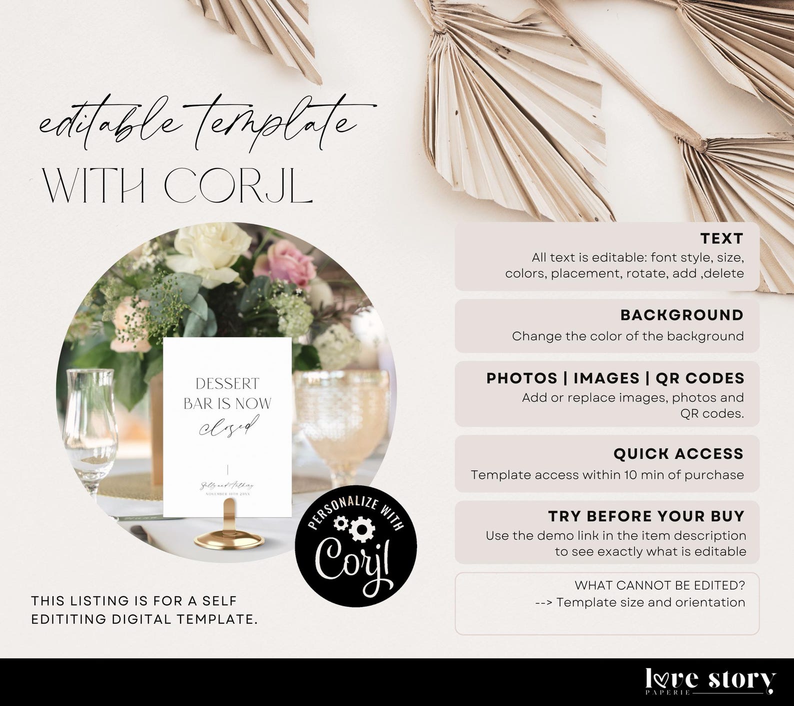 Dessert Bar is Now Closed Sign Wedding Template, Modern Dessert Table ...