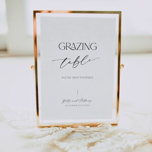 Minimalist Grazing Table Menu Sign Template, Modern Wedding Food Table ...
