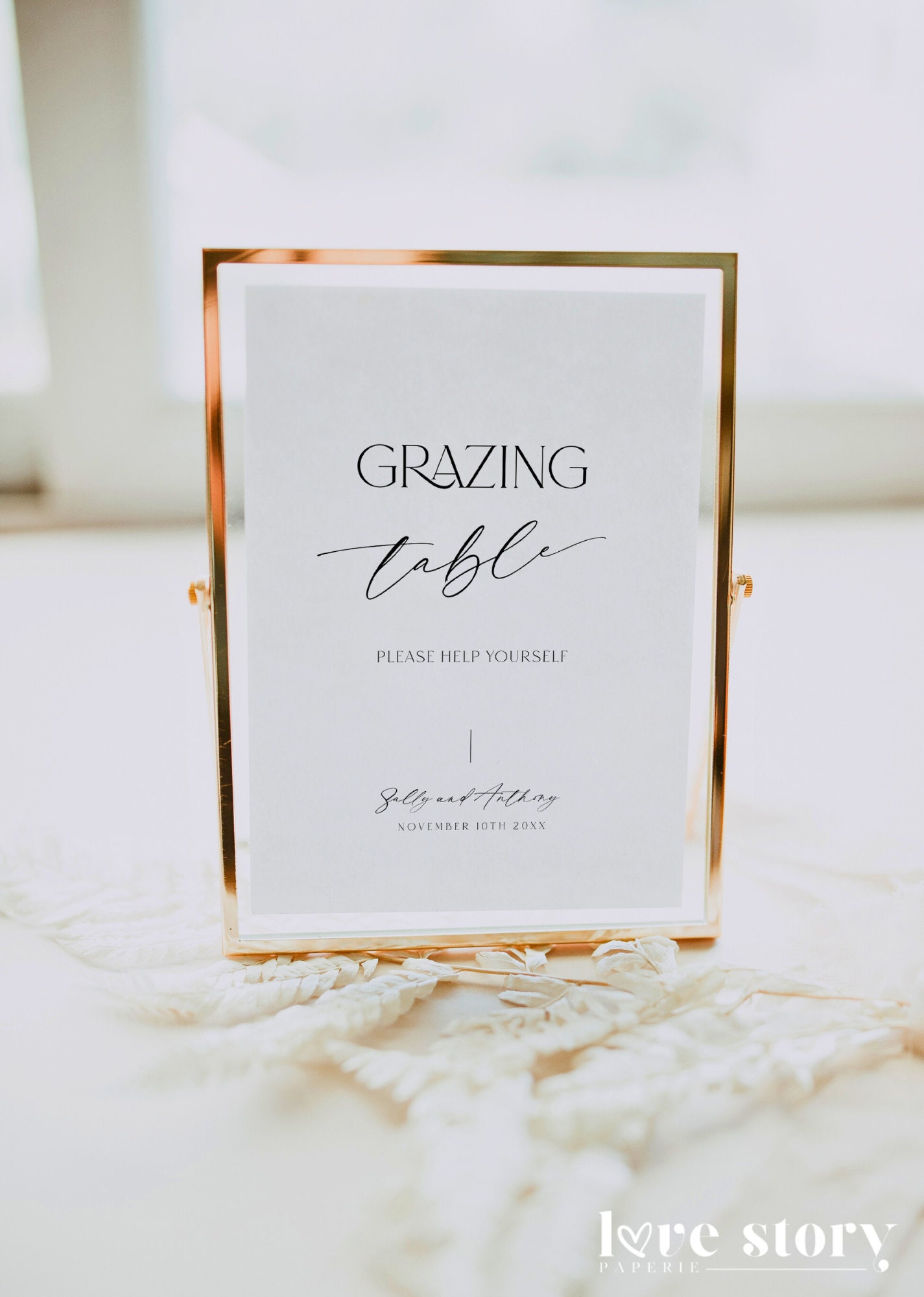 Minimalist Grazing Table Menu Sign Template, Modern Wedding Food Table ...