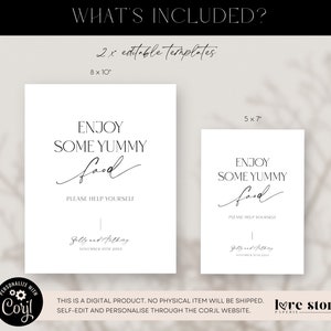 Enjoy Some Food Sign Template, Minimalist Grazing Table Sign, Printable ...