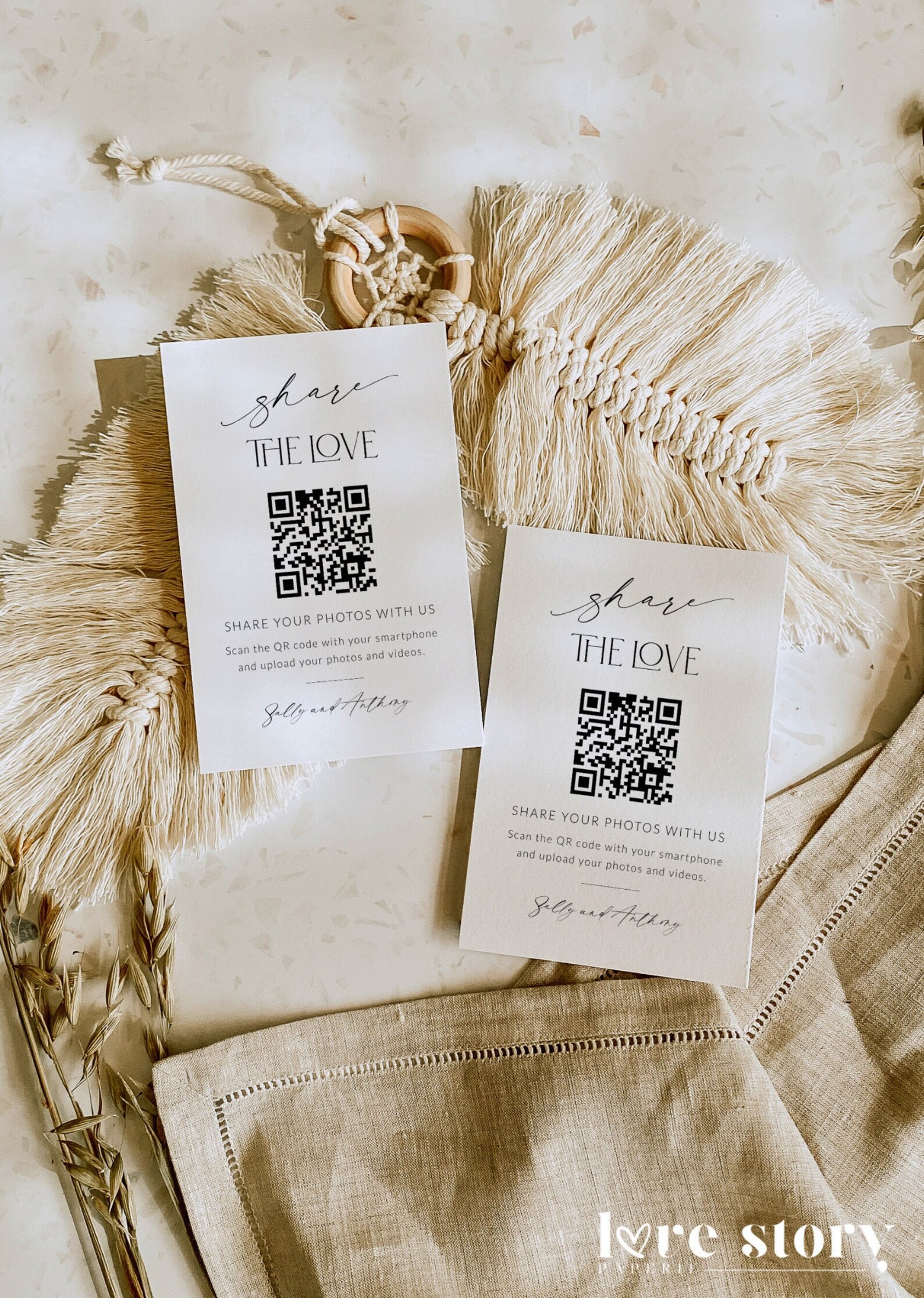 QR Code Share the Love Wedding Photo Card Template, Minimalist Capture ...