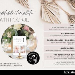 When We Were Age Table Numbers Template Wedding, Modern Childhood Photo ...
