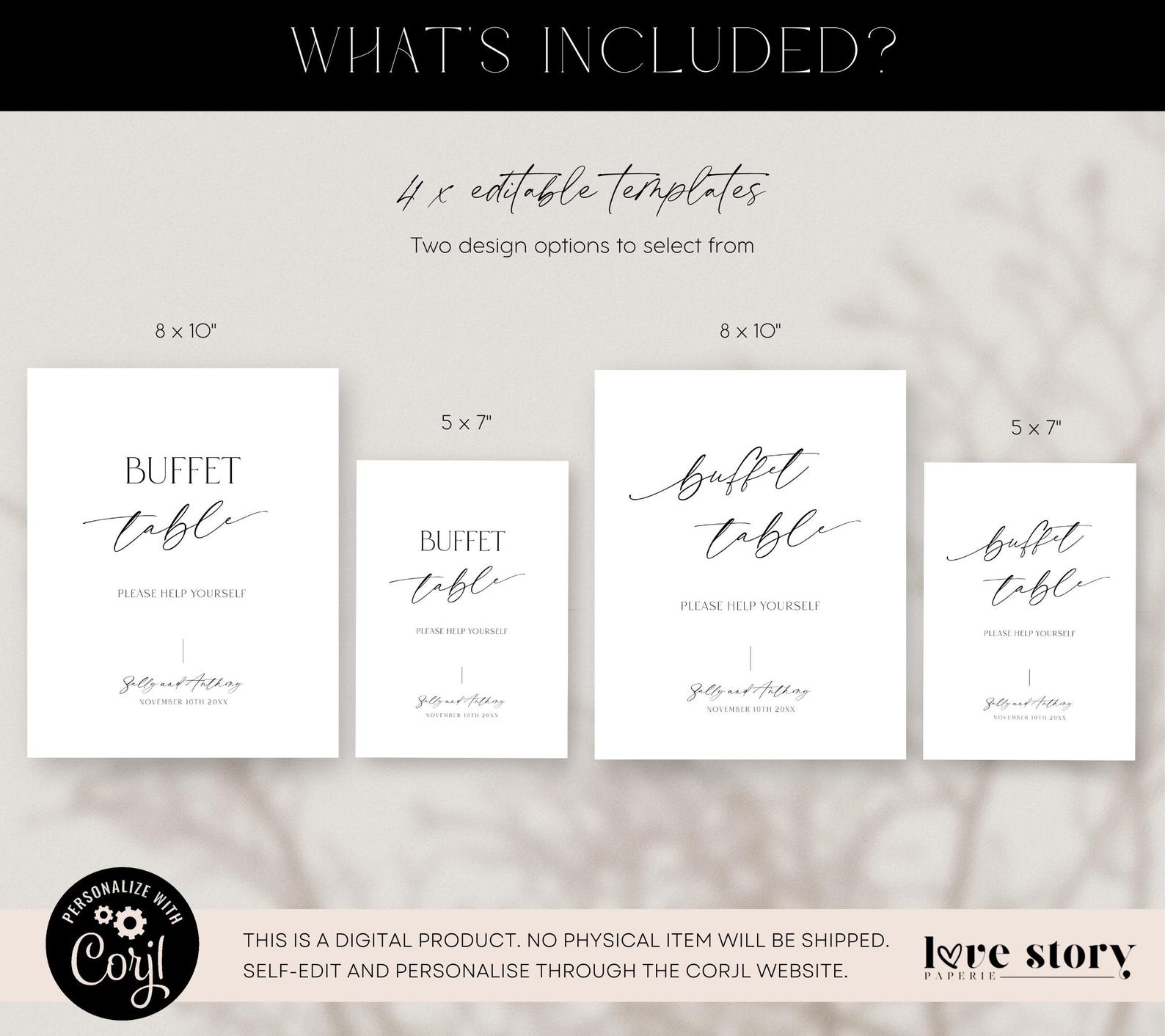 Minimalist Food Buffet Sign Wedding Template, Modern Wedding Buffet ...