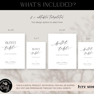 Minimalist Food Buffet Sign Wedding Template, Modern Wedding Buffet ...