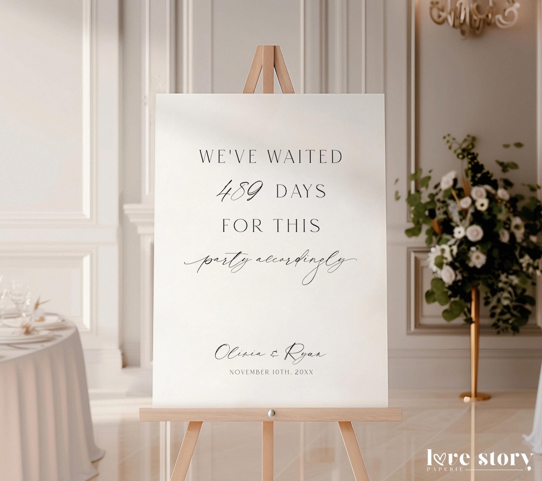 We Have Waited Days Party Accordingly Wedding Sign Template, Minimalist ...