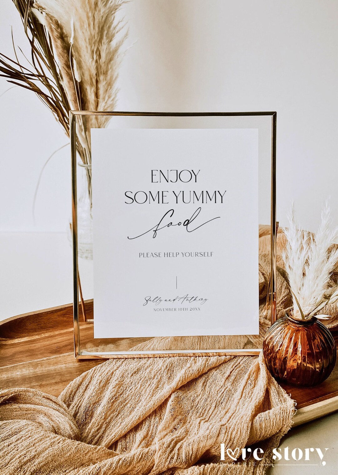 Enjoy Some Food Sign Template, Minimalist Grazing Table Sign, Printable ...