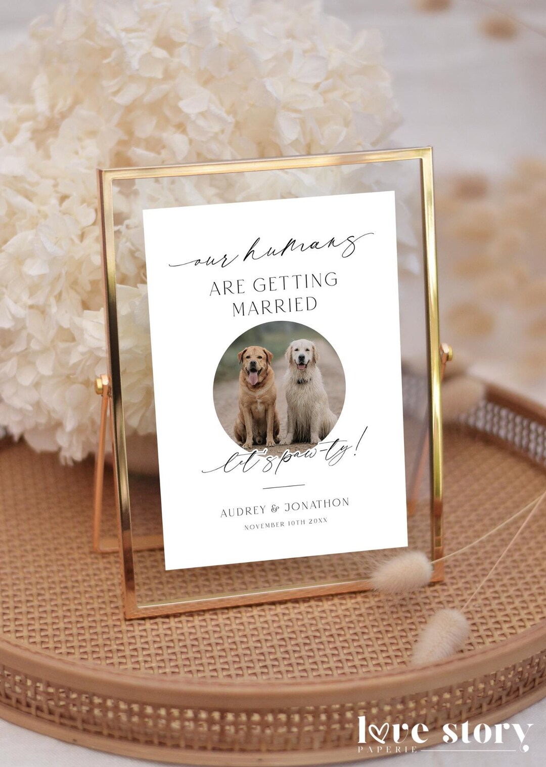 Our Humans Are Getting Married Sign Dog Photo Template, Modern Pet ...