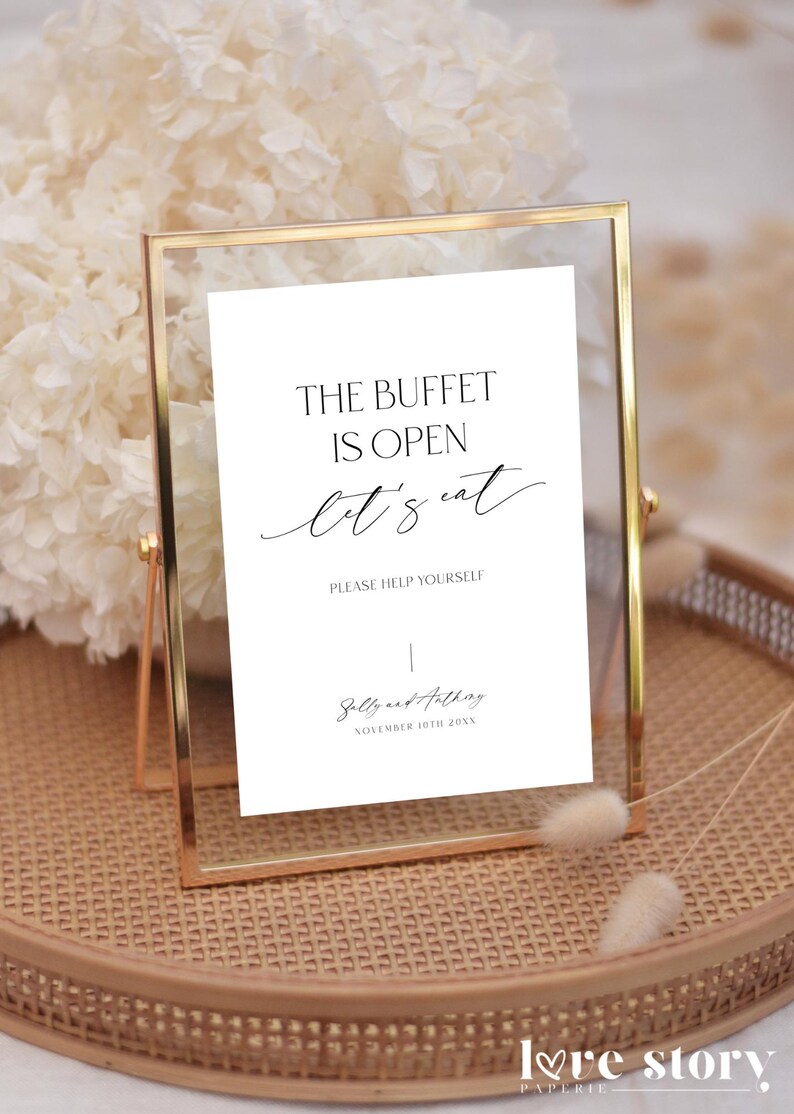 Minimalist Let's Eat Buffet Table Sign Wedding Template, Modern Wedding ...