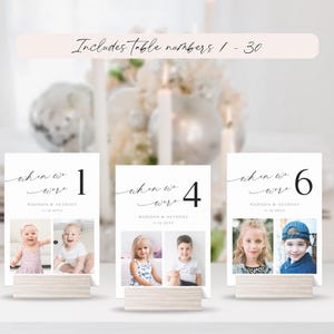 When We Were Age Table Numbers Template Wedding, Modern Childhood Photo ...