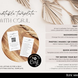 Wedding I Spy QR Code Card Template, Minimalist Capture the Love Card ...