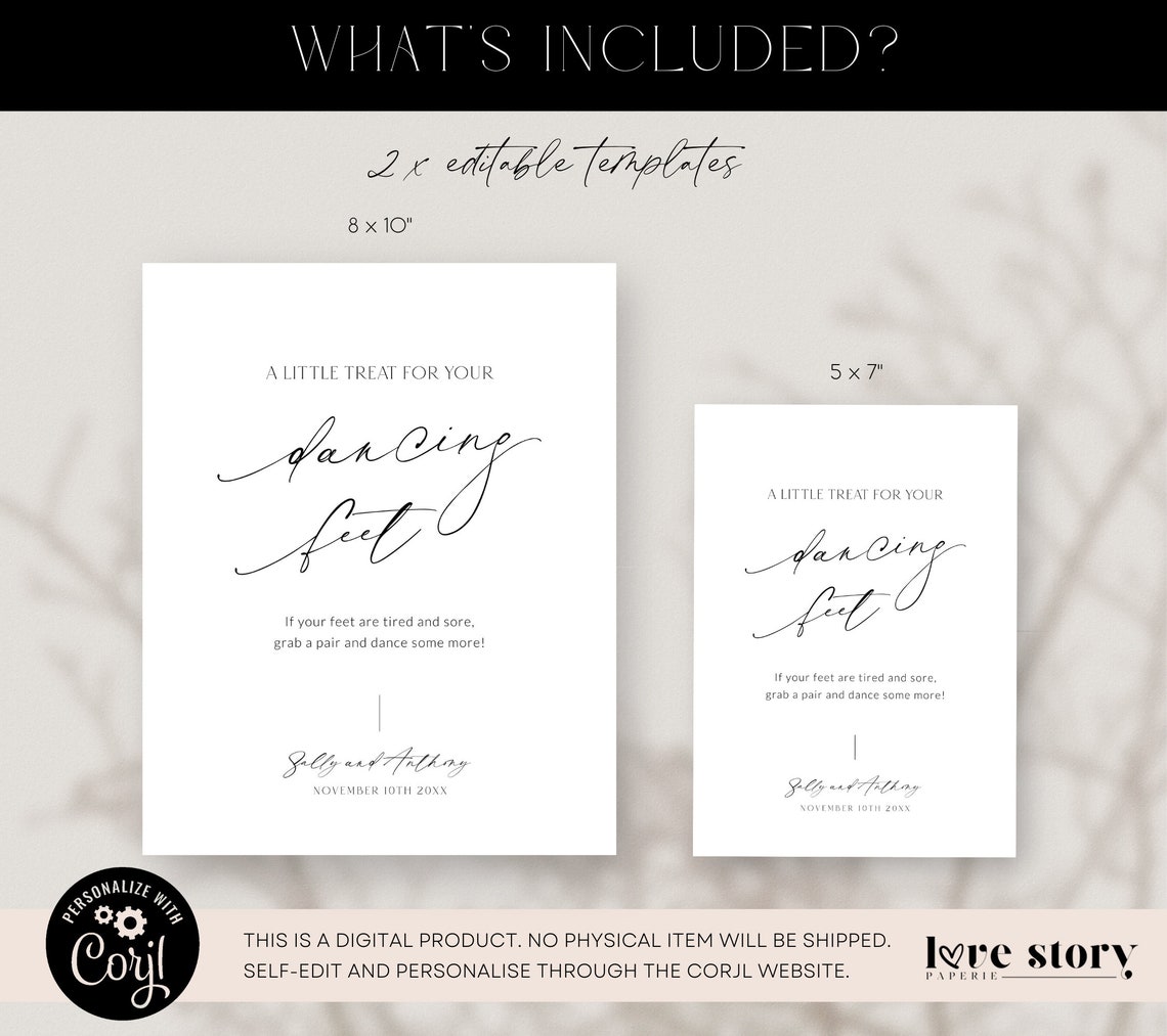Dancing Feet Sign Wedding Template, A Little Treat for Your Dancing ...
