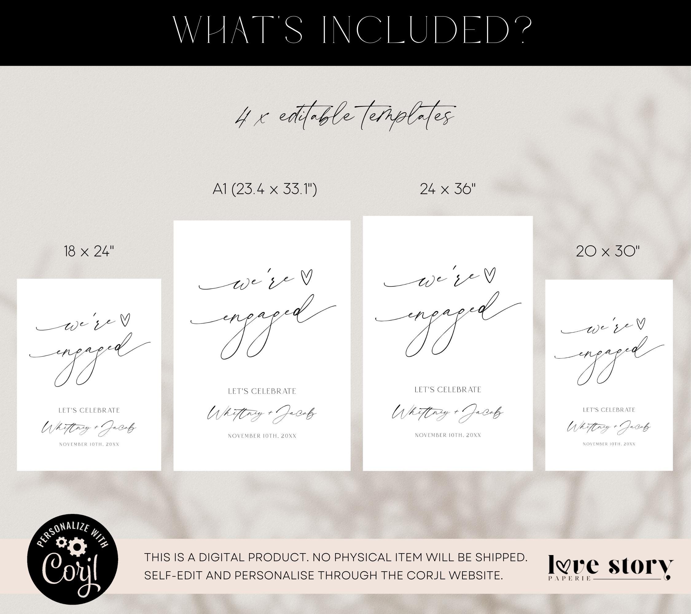 Modern We're Engaged Sign Printable, Minimalist Engagement Party ...